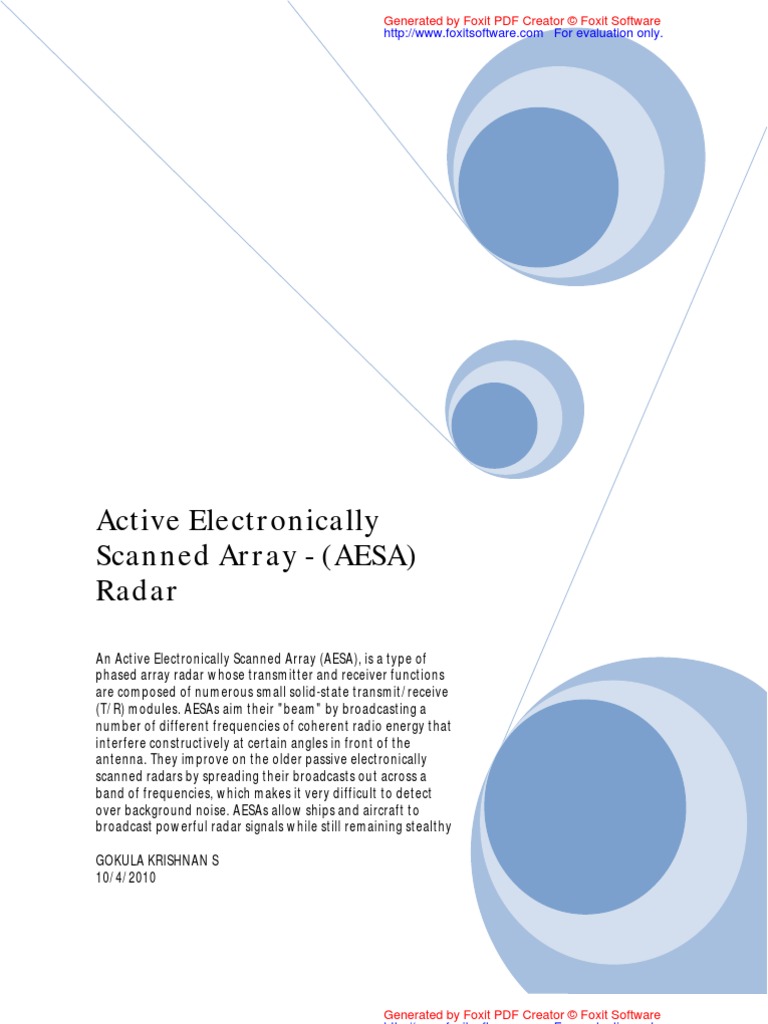 Active Electronic Scanned Array Radar | PDF | Science & Mathematics