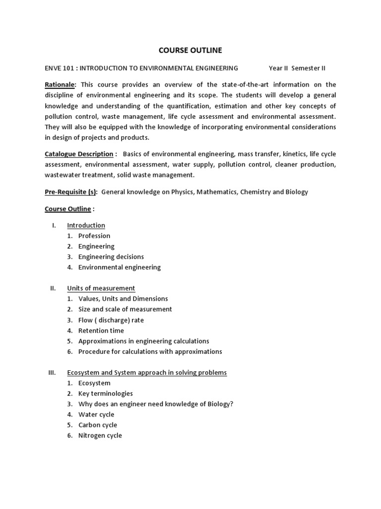 KU ENVE 101 Course Outline | Download Free PDF | Environmental ...