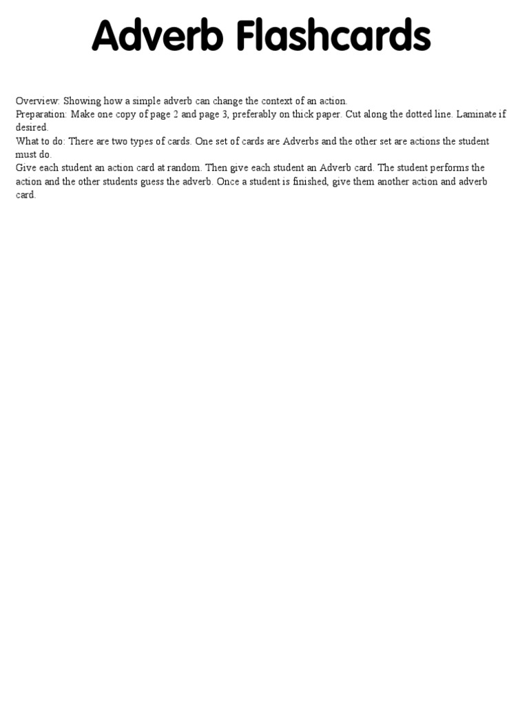 Adverb Flashcards | PDF
