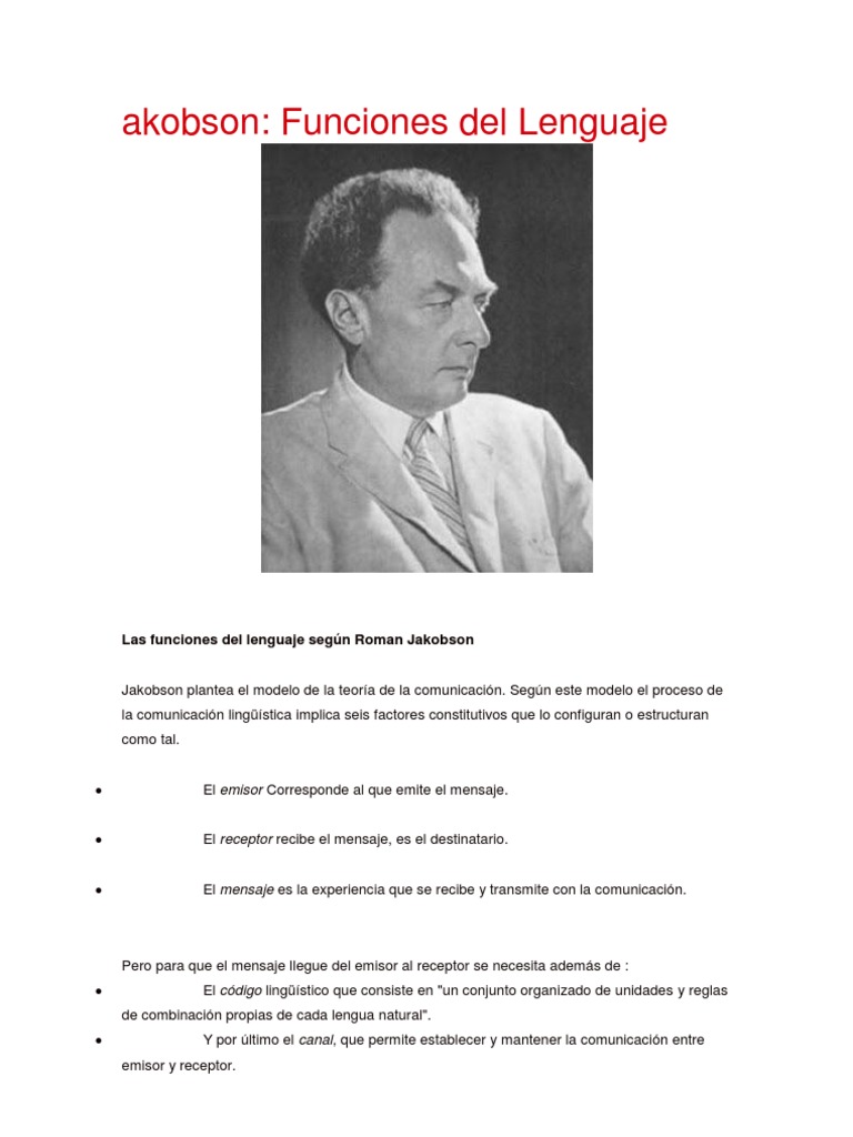 Funciones del lenguaje según Jakobson | PDF