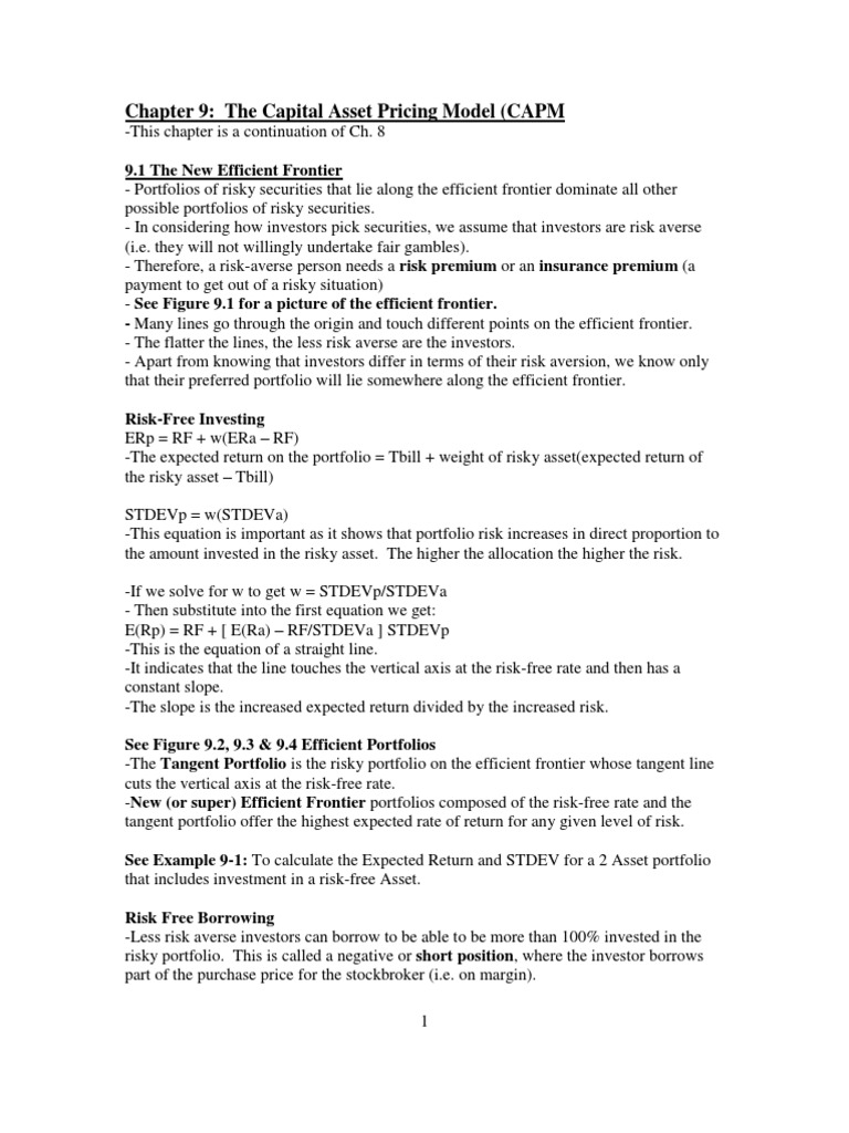 CAPM and Efficient Frontier Explained | PDF | Capital Asset Pricing ...