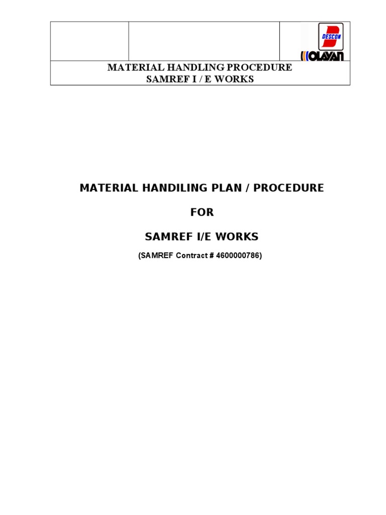 SAMREF Material Handling Procedure | PDF | Specification (Technical ...