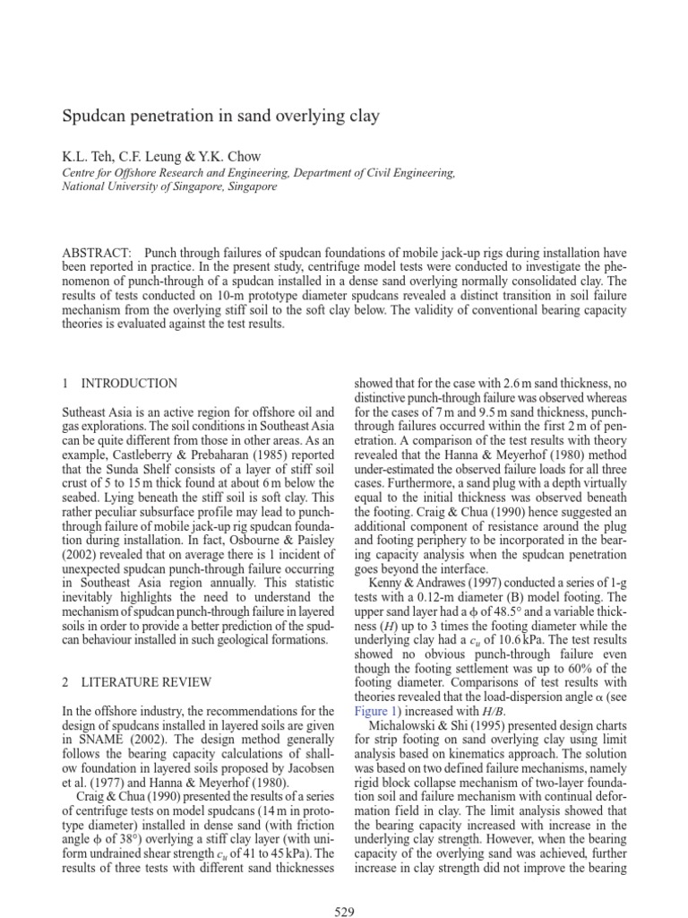 Spudcan Penetration in Sand Overlying Clay | PDF | Soil Mechanics ...