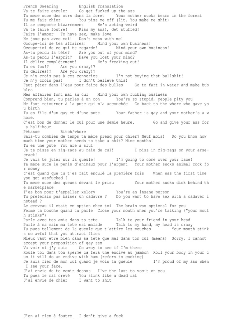 French Insults | Lexicologie | Vocabulaire