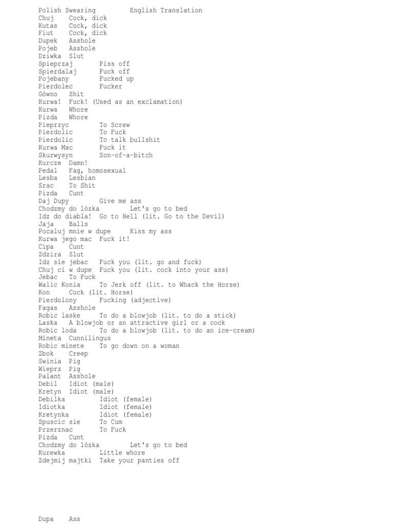 Polish Insults | Download Free PDF | Fuck | Slang