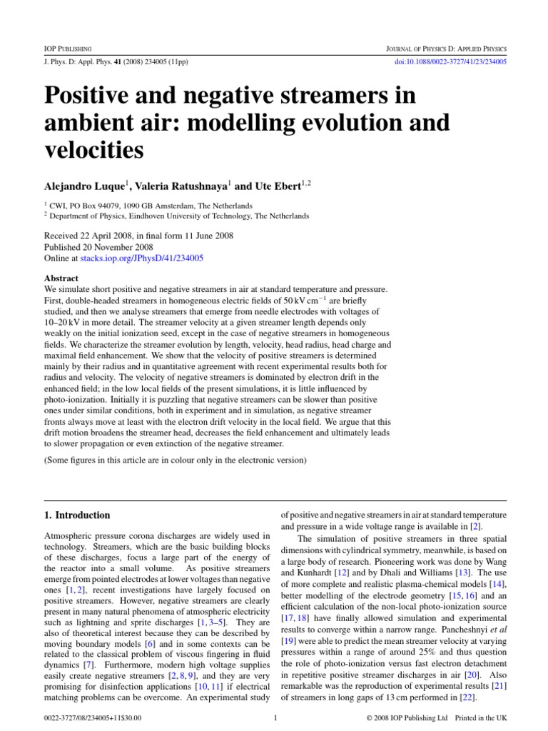Positive and Negative Streamers PDF | PDF