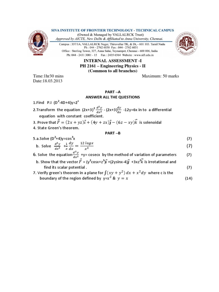 Engineering Physics II Internal Assessment | PDF
