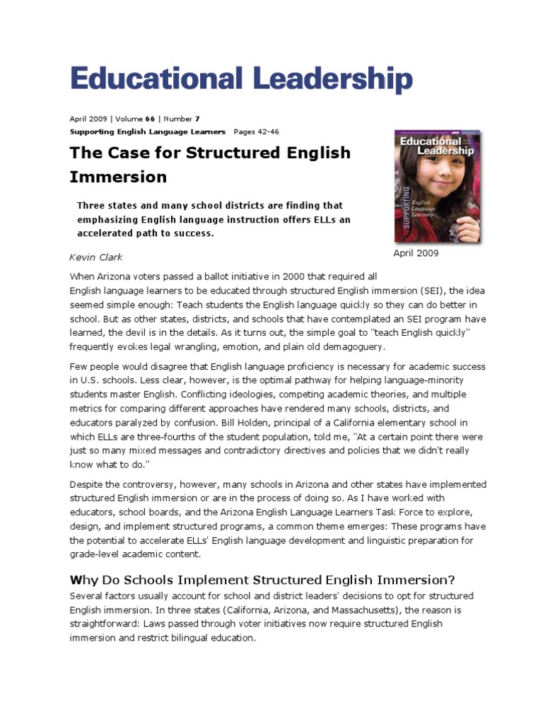 The Case For Structured English Immersion | PDF | English As A Second ...