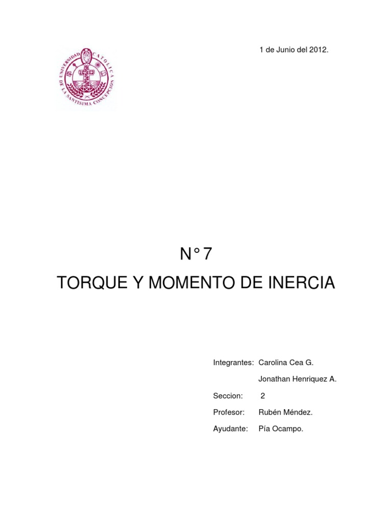 Laboratorio Torque Final | PDF | Rotación | Esfuerzo de torsión