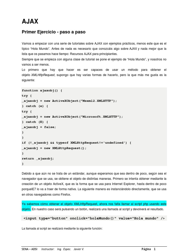 Ajax Hola Mundo - Paso A Paso | PDF | Ajax (Programación) | Servidor web