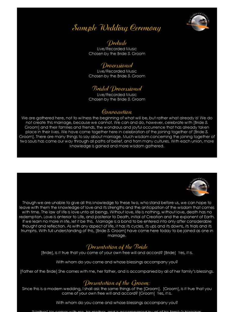 Sample Wedding Ceremony - Readings-Unity Candle | PDF | Engagement ...