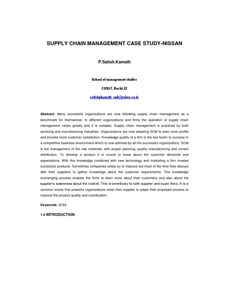 Nissan Case Study | Download Free PDF | Supply Chain | Nissan