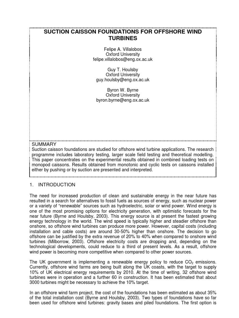 Suction Caisson Foundations For Offshore Wind Turbines | PDF | Wind ...