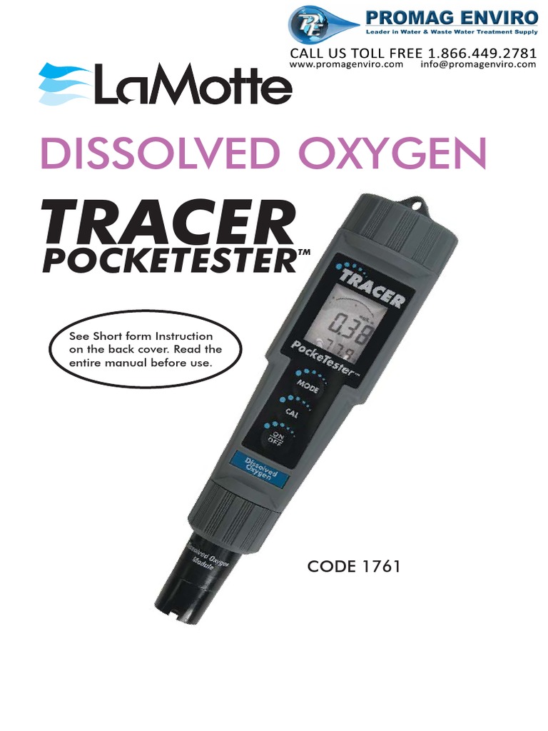 LaMotte 1761 Dissolved Oxygen Tracer PockeTester Instructions | PDF ...
