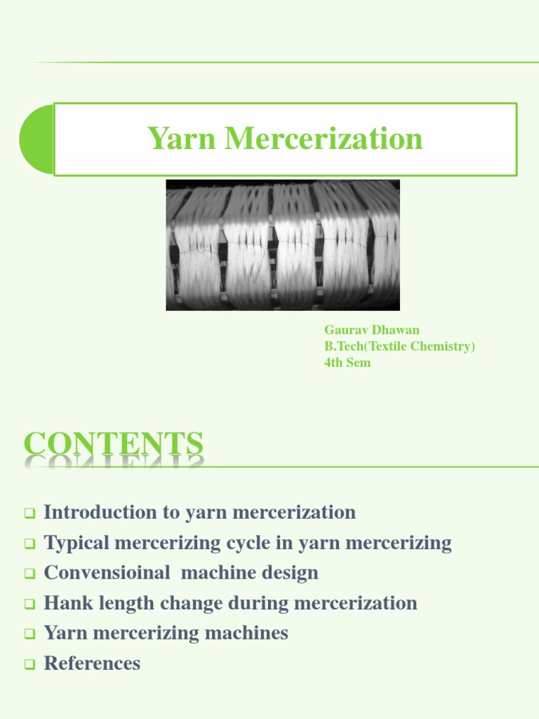 Yarn Mercerization | PDF | Yarn | Sodium Hydroxide