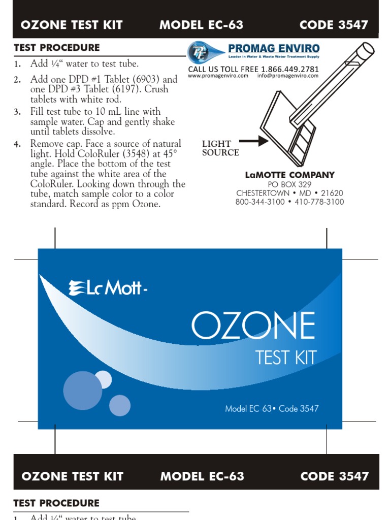 Ozone Test Kit EC-63 Instructions | PDF