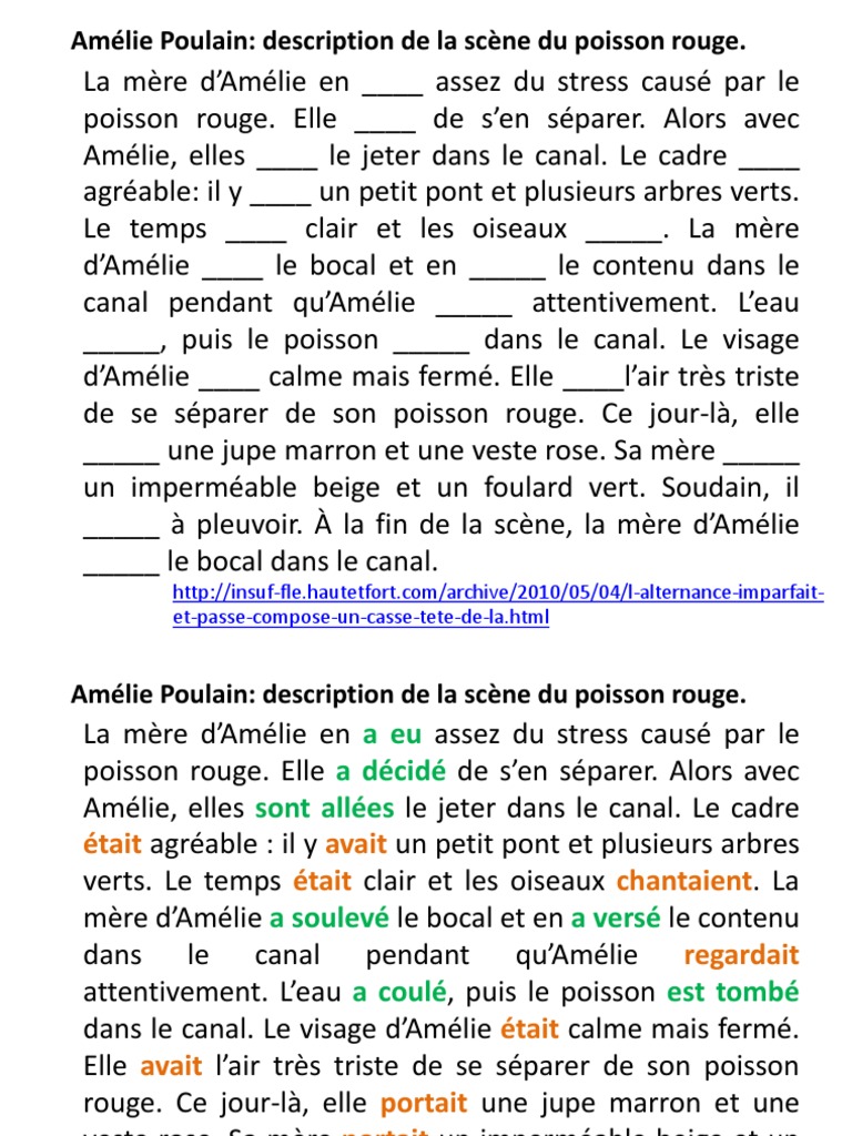 Scène d'Amélie : Imparfait et Passé Composé | PDF