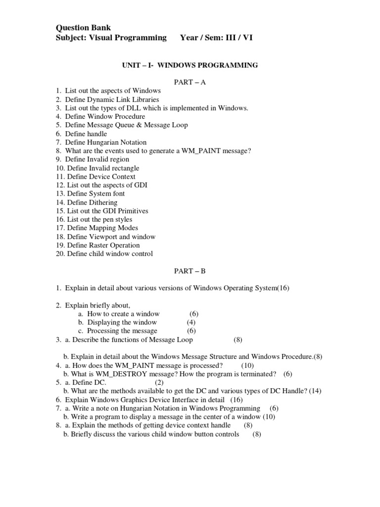 Visual Programming Exam Prep | PDF | Component Object Model | System ...