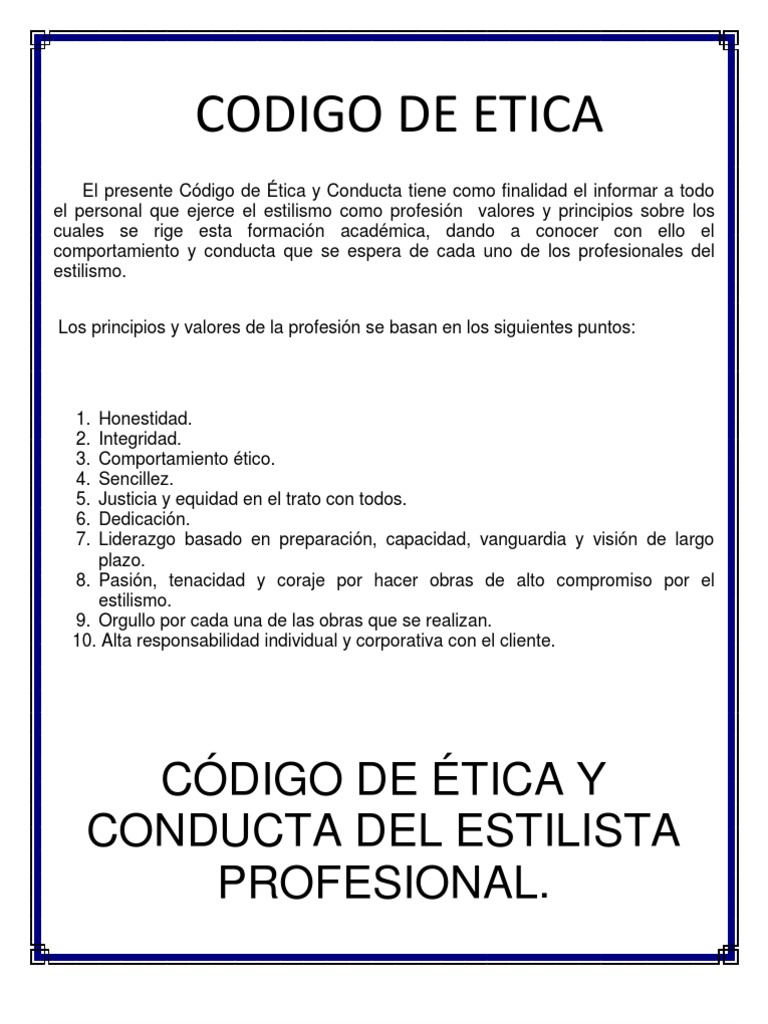Codigo de Etica Del Estilismo