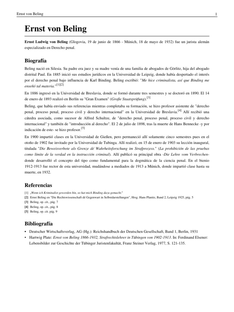 Ernst Von Beling | PDF | Derecho penal | Virtud