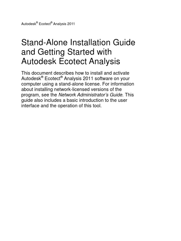 Autodesk Ecotect Analysis 2011 Standalone Installation and Getting Started Guide | PDF ...