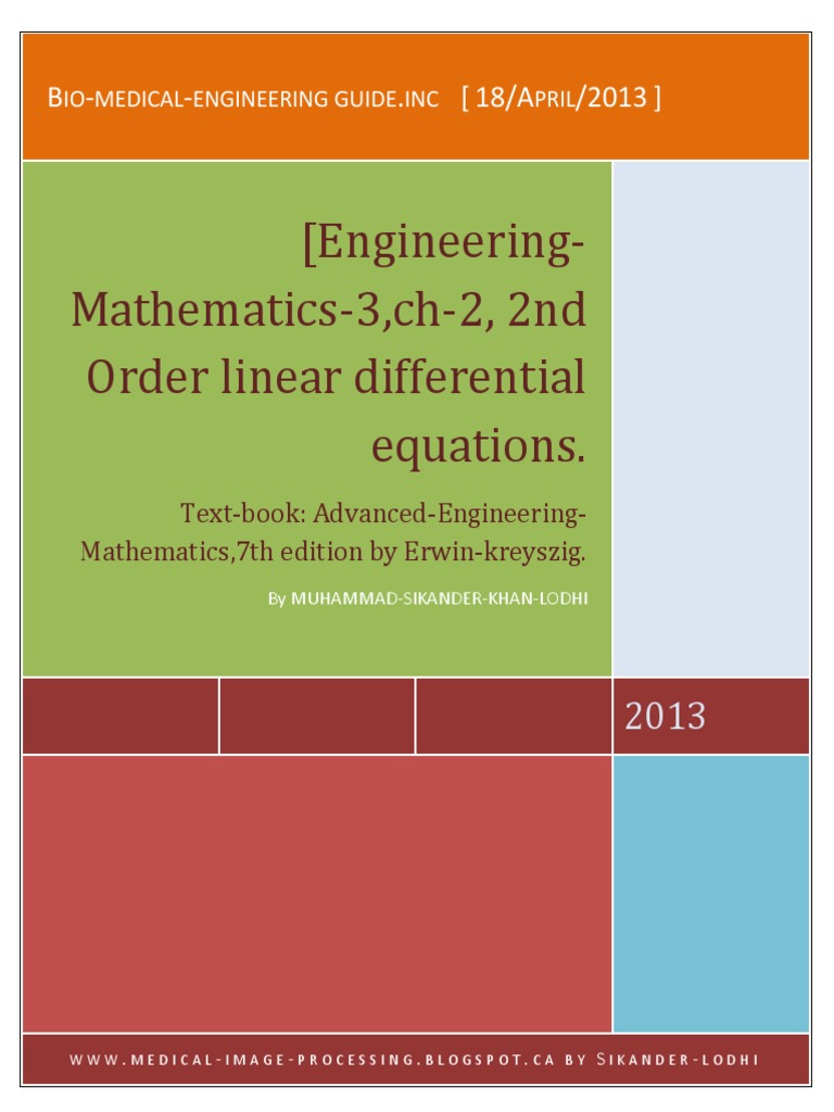 Engineering Math - 3, Ch-2, 2nd Order ODE, 2nd Order Ordinary ...