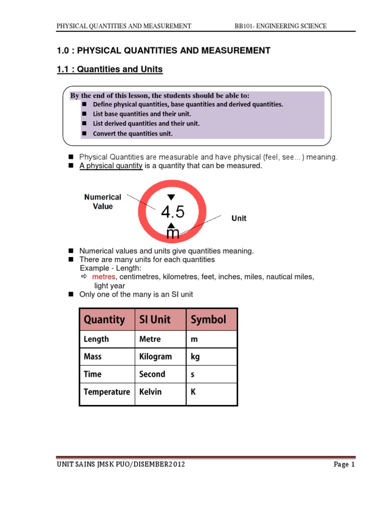 Bb101 Chapter 1 Physical Quantities and Measurement | PDF | Accuracy ...