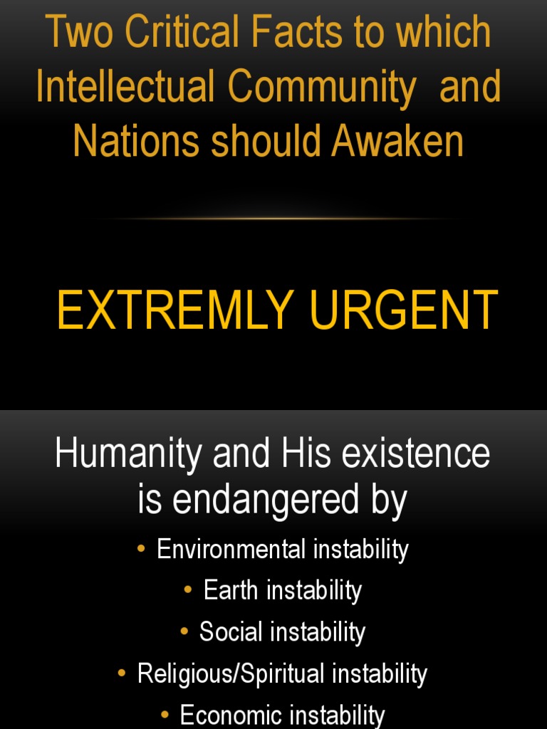 Two Critical Facts To Which Intellectual Population Should Awaken | PDF ...