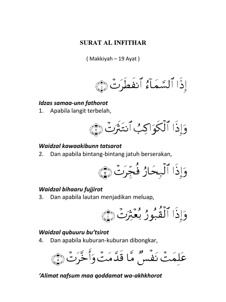 Surat Al Infithar PDF | PDF