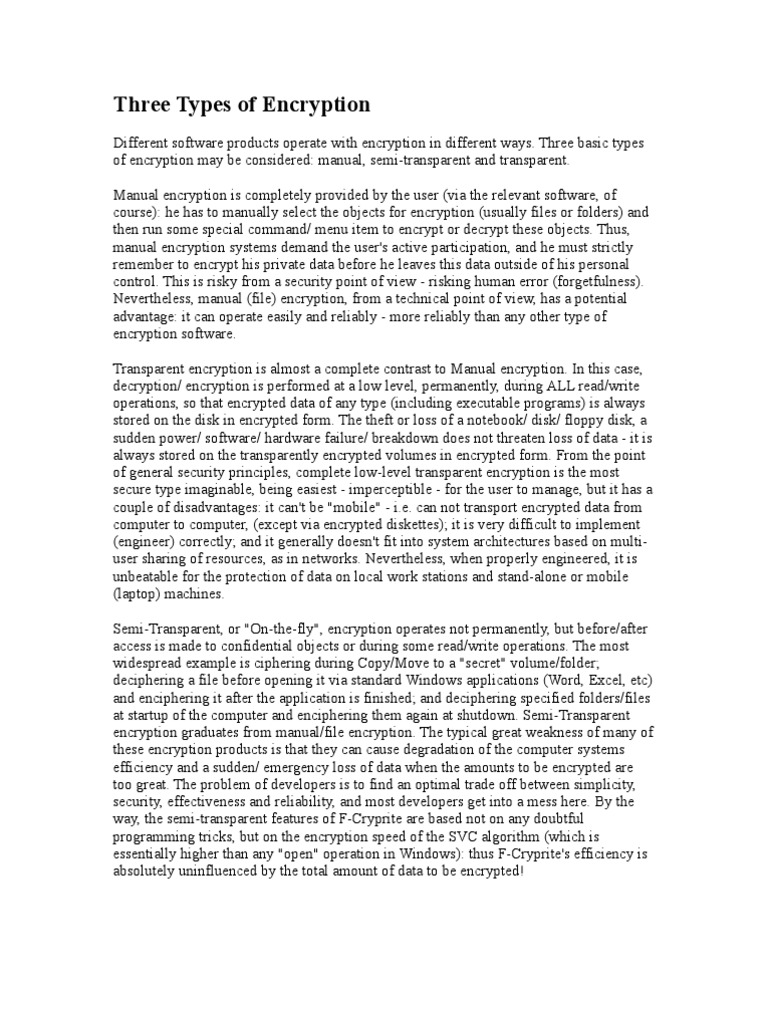 Three Types of Encryption | PDF | Key (Cryptography) | Cryptography