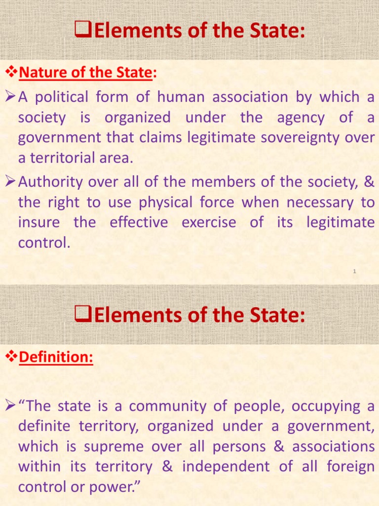 Elements of The State. | Sovereignty | Ethical Principles