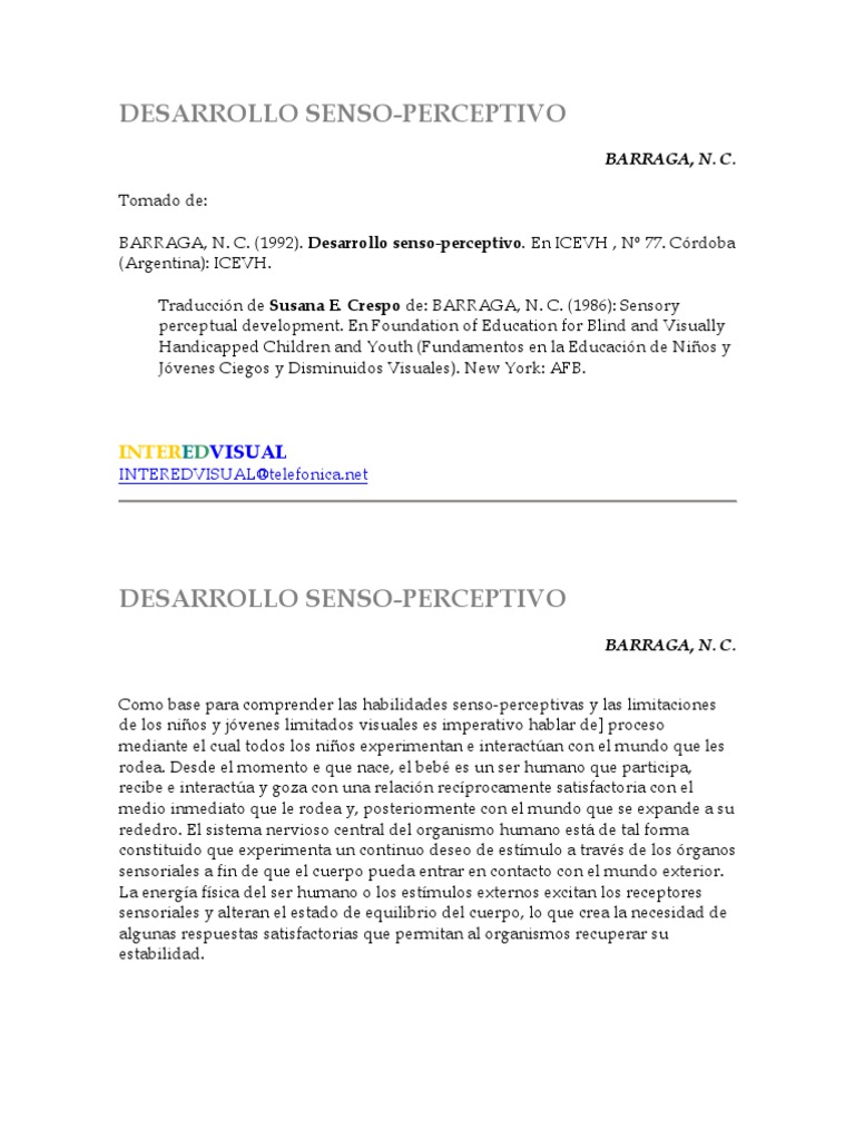 Desarrollo Senso Motriz | PDF | Percepción | Aprendizaje