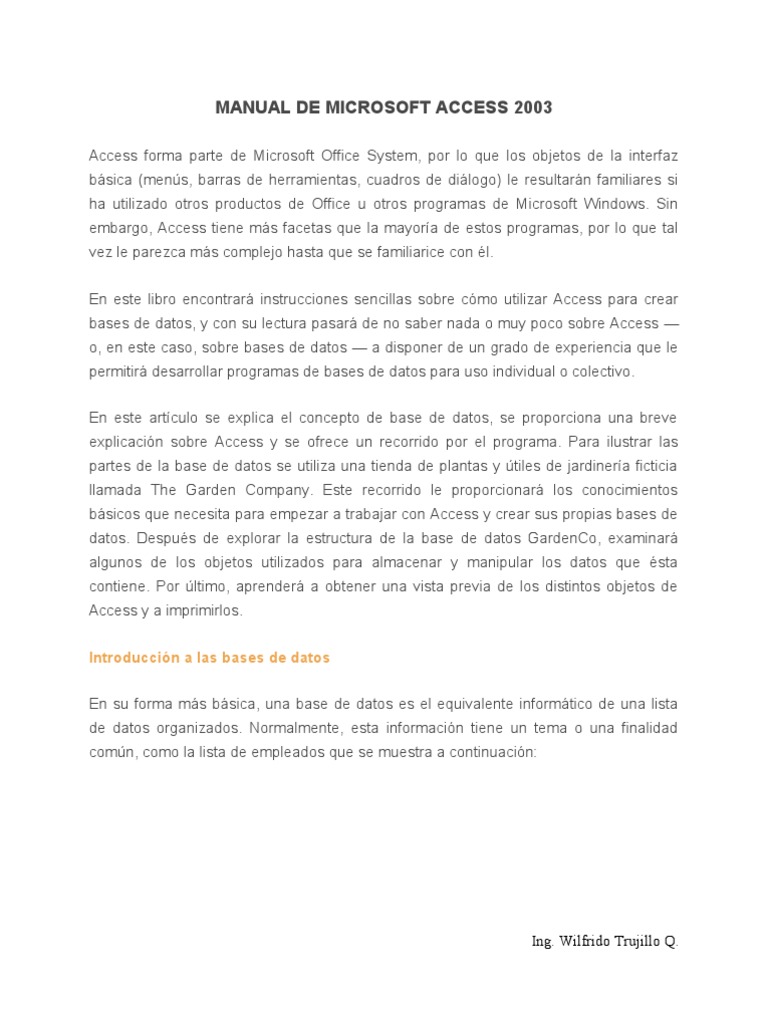 Manual de Microsoft Access 2003 | PDF | Tabla (base de datos) | Visual Basic para Aplicaciones