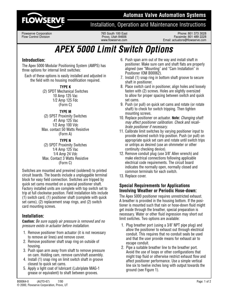 Posicionador Automax Apex 5000 | PDF | Switch | Pipe (Fluid Conveyance)
