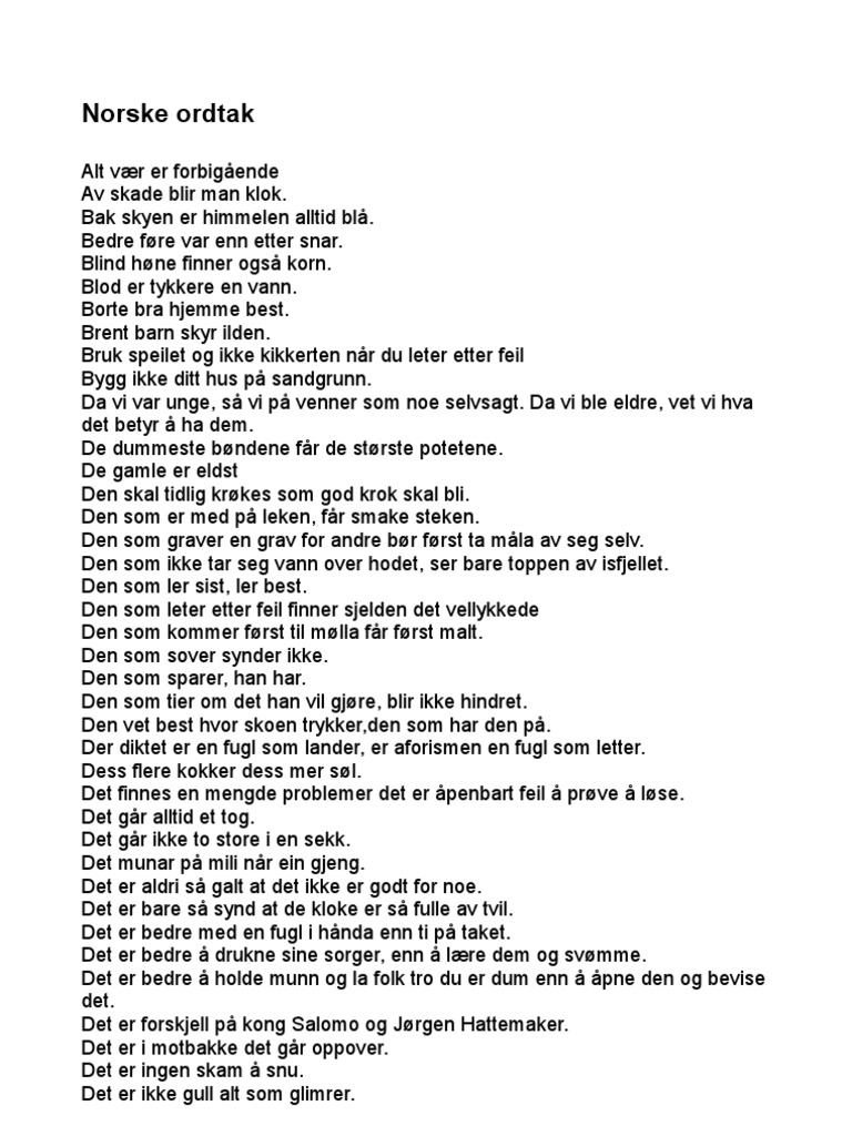 Kjente Norske Ordtak