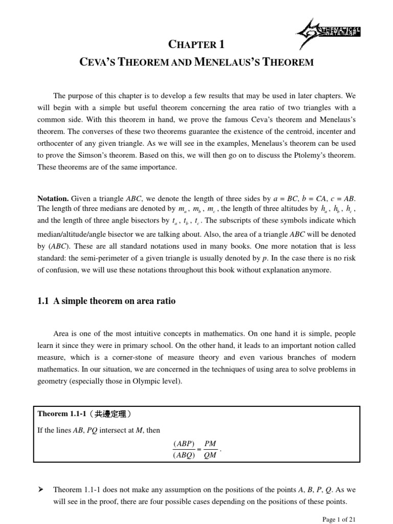 Ceva and Menelaus Theorem | PDF | Triangle | Euclidean Geometry