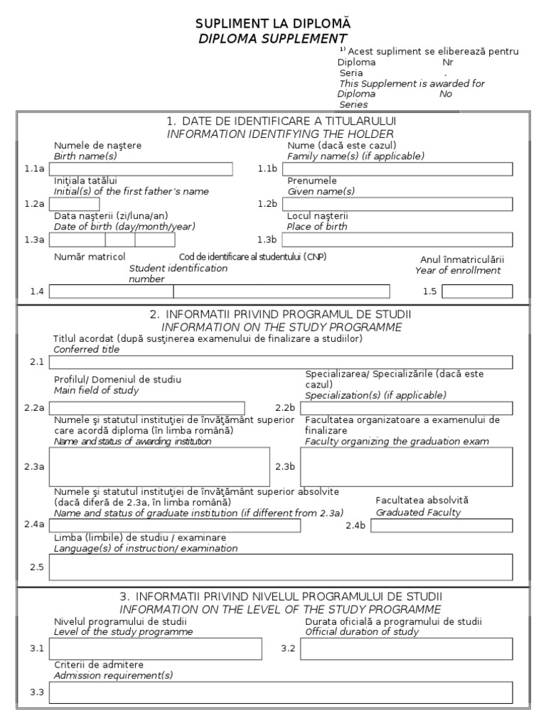 Supliment Diploma | PDF