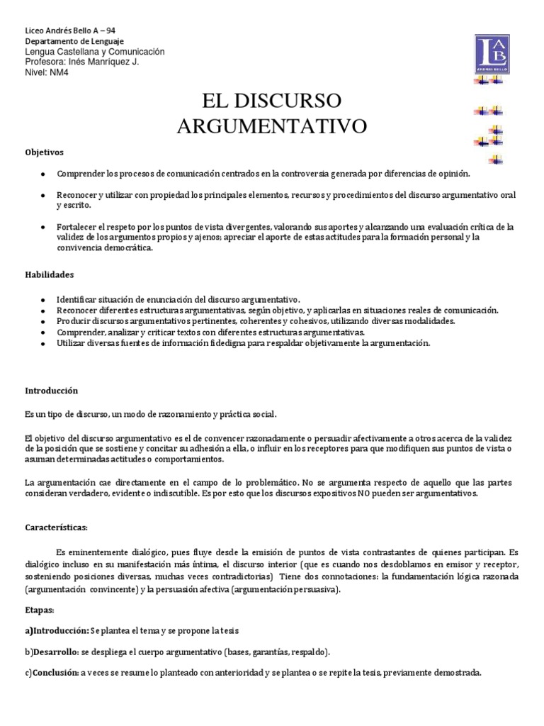 EL DISCURSO ARGUMENTATIVO.pdf | Discurso | Comunicación