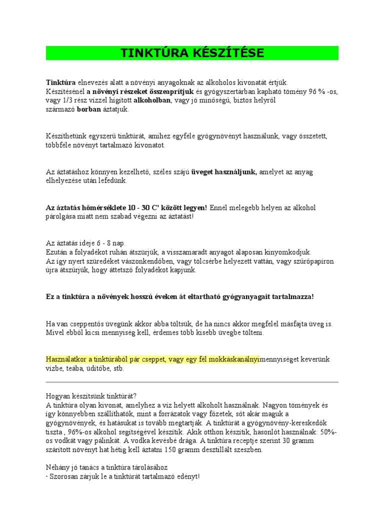 Tinktúra Készítése | PDF