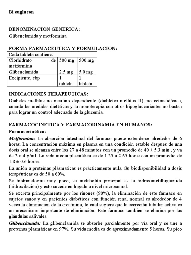 Bi Euglucon | PDF | Diabetes mellitus | Farmacología