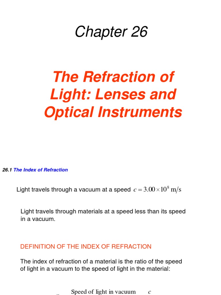 The Refraction of Light: Lenses and Optical Instruments | PDF | Lens ...