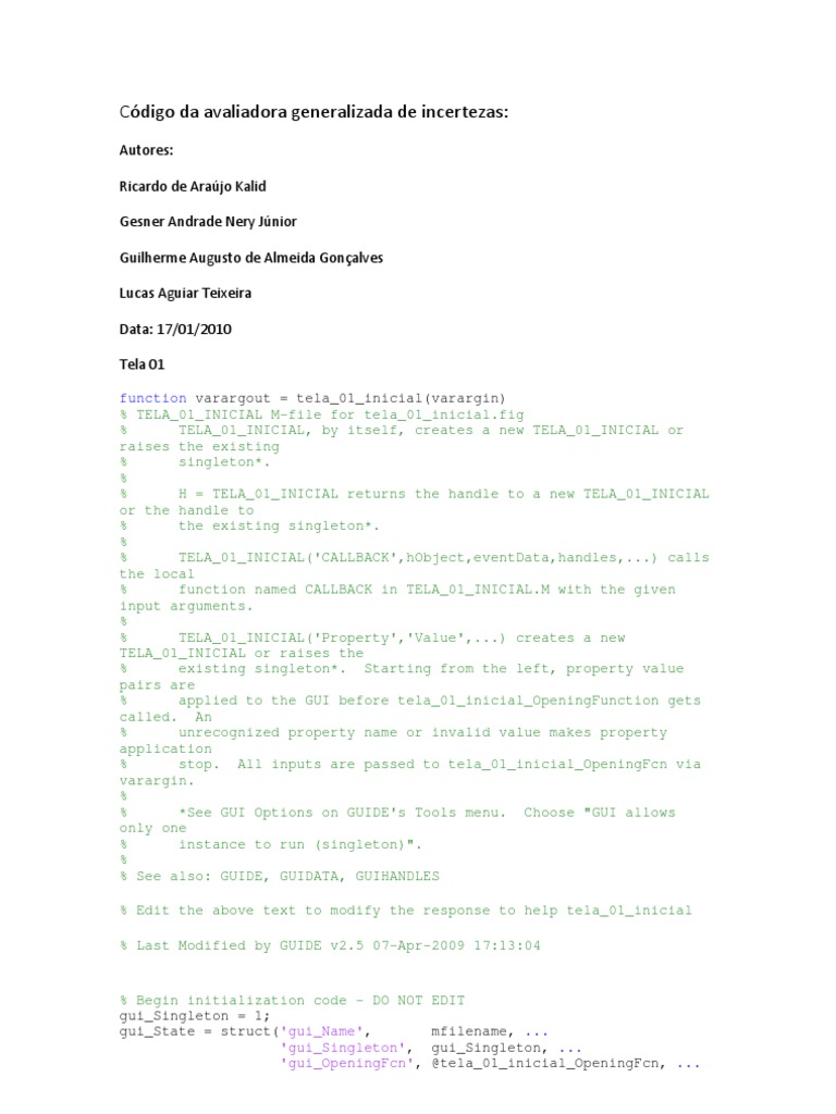 Código GEU PDF | PDF | Object (Computer Science) | Matlab