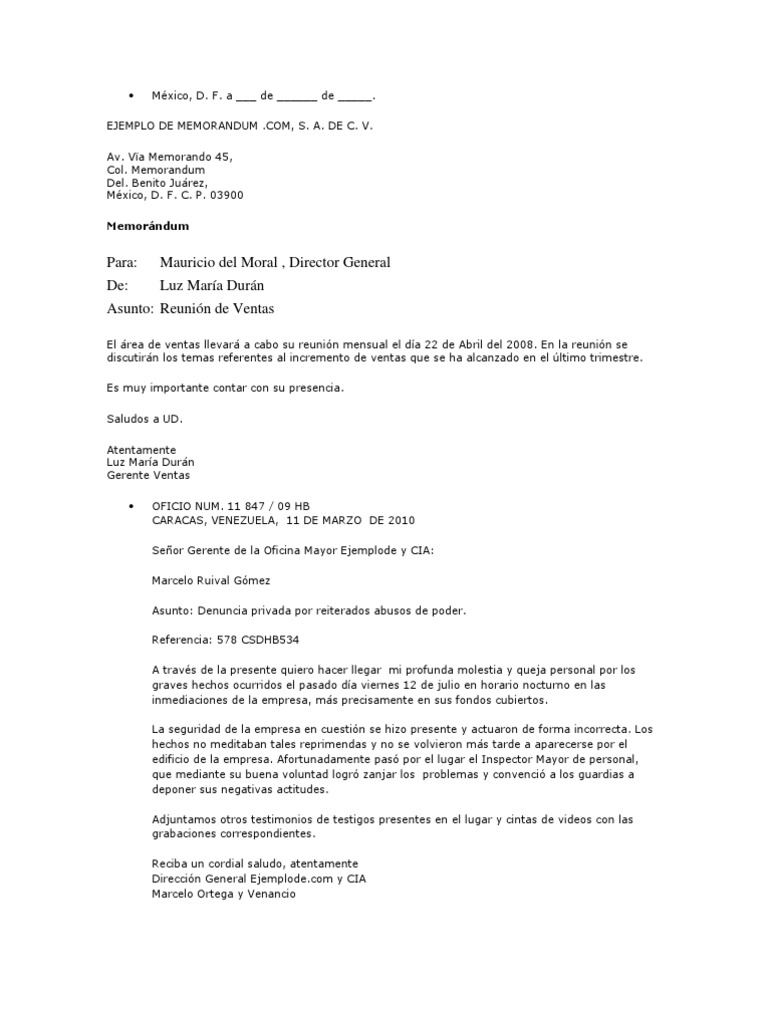 Ejemplos De Documentos De Redacción Administrativa Pdf Ciudad De México México