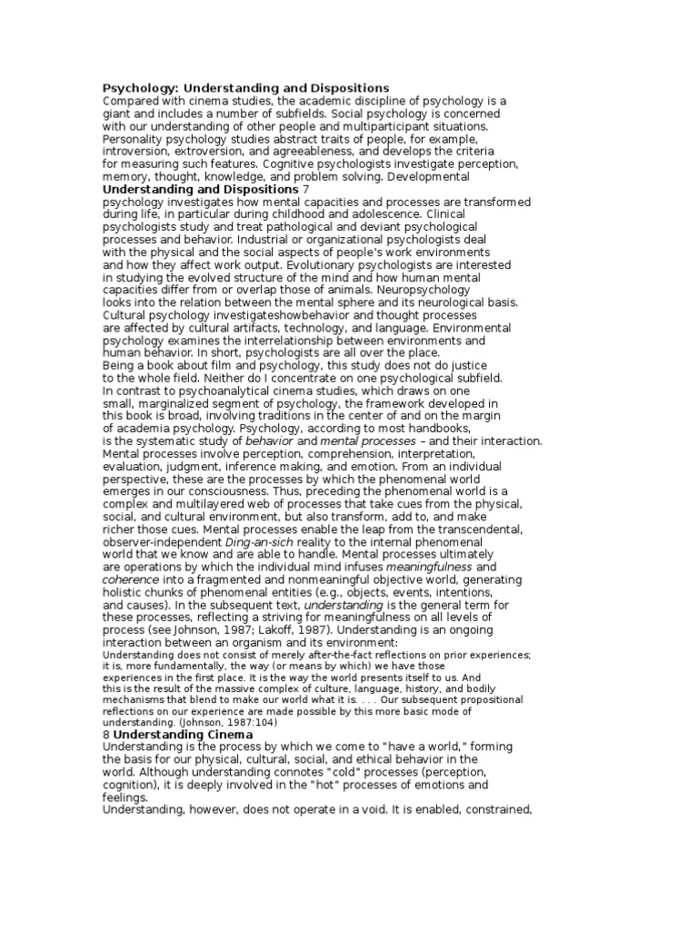 Psychology Understanding and Dispositions | PDF | Perception | Visual ...