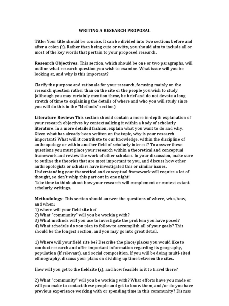 Writing A Research Proposal | PDF | Anthropology | Survey Methodology
