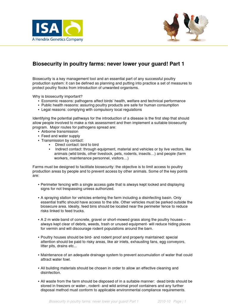 Biosecurity in Poultry Farms Part 1 | PDF | Poultry | Poultry Farming