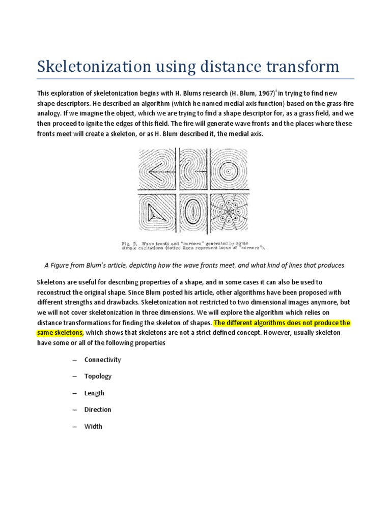 Skeletonization Using Distance Transform Pdf Shape Distance