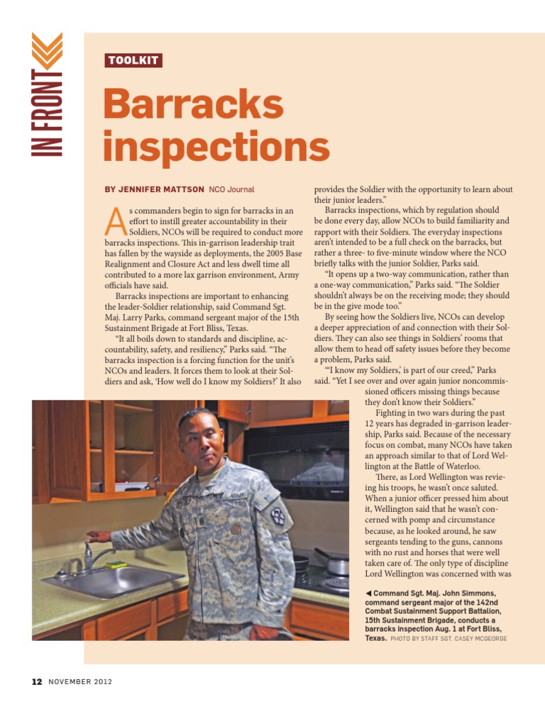 Barracks Inspections | PDF | Barracks | Sergeant