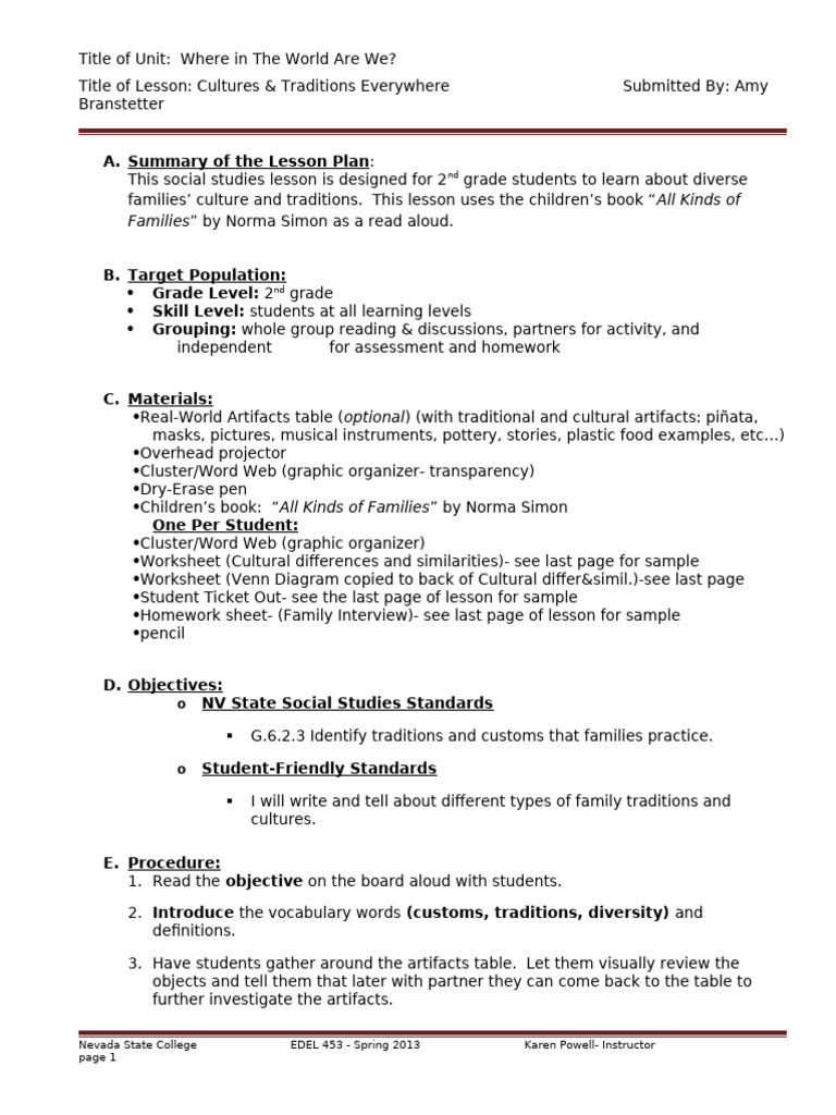 Cultures and Traditions for 2nd Graders | PDF | Traditions | Reading ...