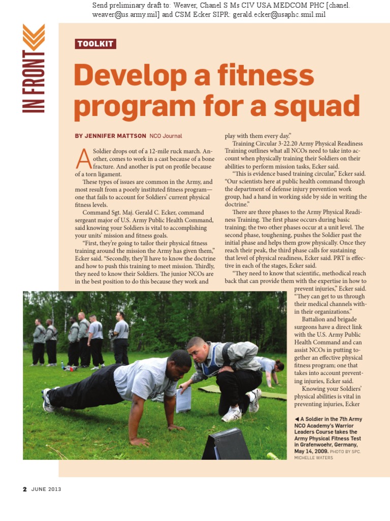 Develop A Fitness Program For A Squad: Toolkit | PDF | Physical Fitness ...